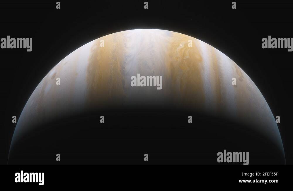 large gas planet Jupiter. Great Red Spot on Jupiter. Cinematic video of ...