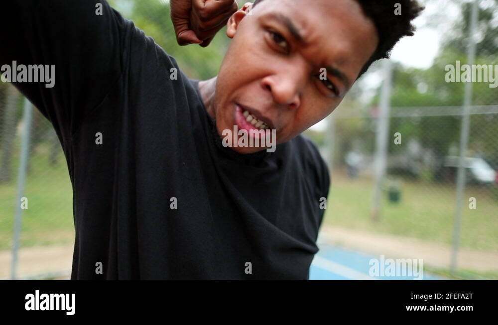 Black African man performing urban dance freestyle krump Stock Video ...