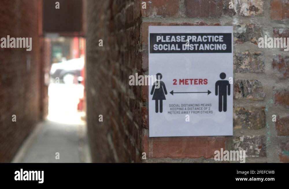 social distance 2 meter signage in victoria chinatown fan tan alley ...