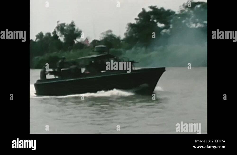 1968 Vietnam - Patrol boat firing weapon - Close Stock Video Footage ...