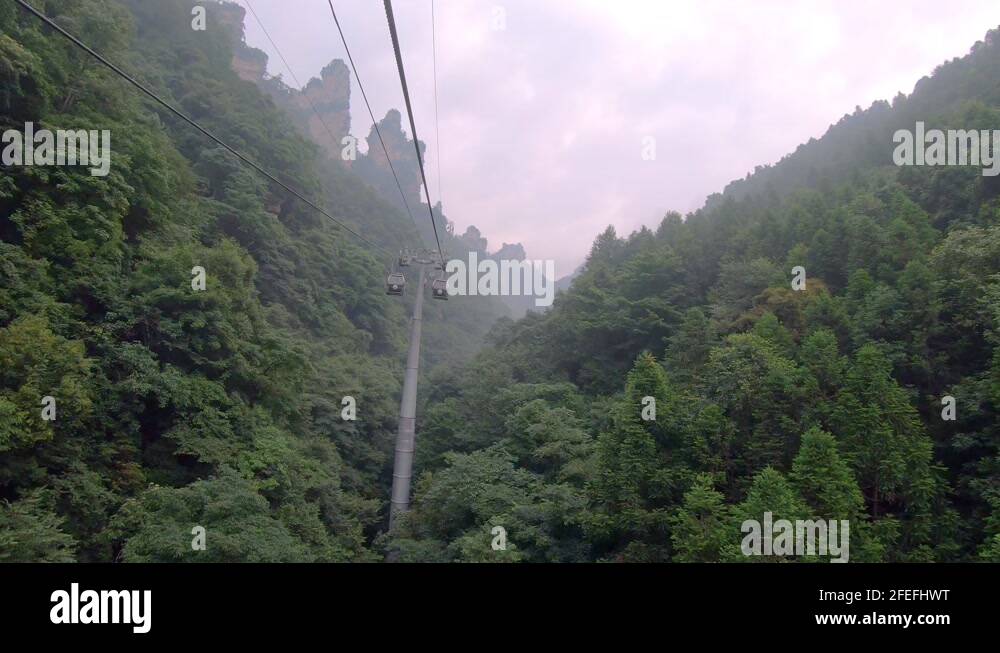 Cable car to the top of the stunning Tianzi mountains in Zhangjiajie ...