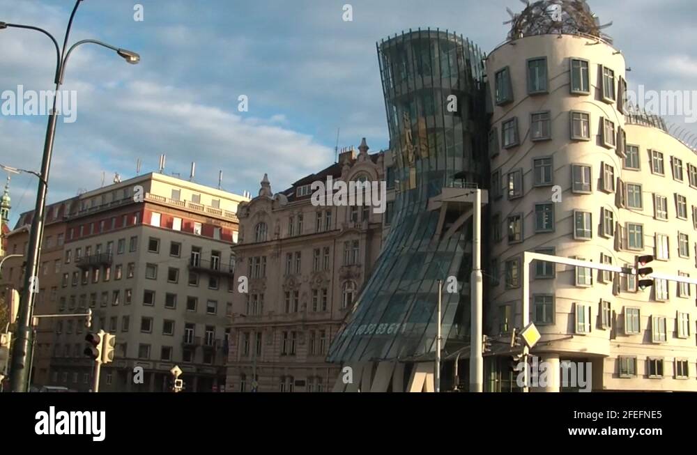 Palaces and dancing house in Prague, also called Ginger and Fred. Czech ...