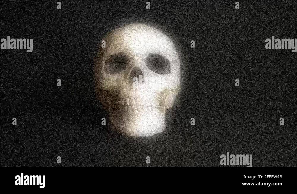 Stop motion ghostly skull animation with static TV effect Stock Video ...