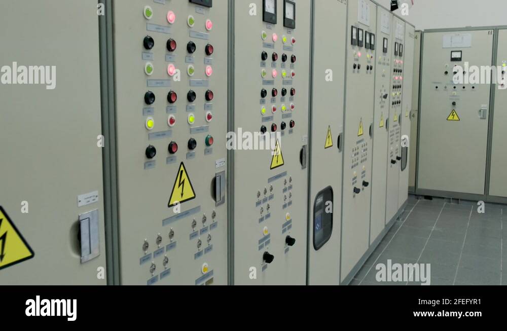 electrical control panel in substation in manufacturing industrial ...