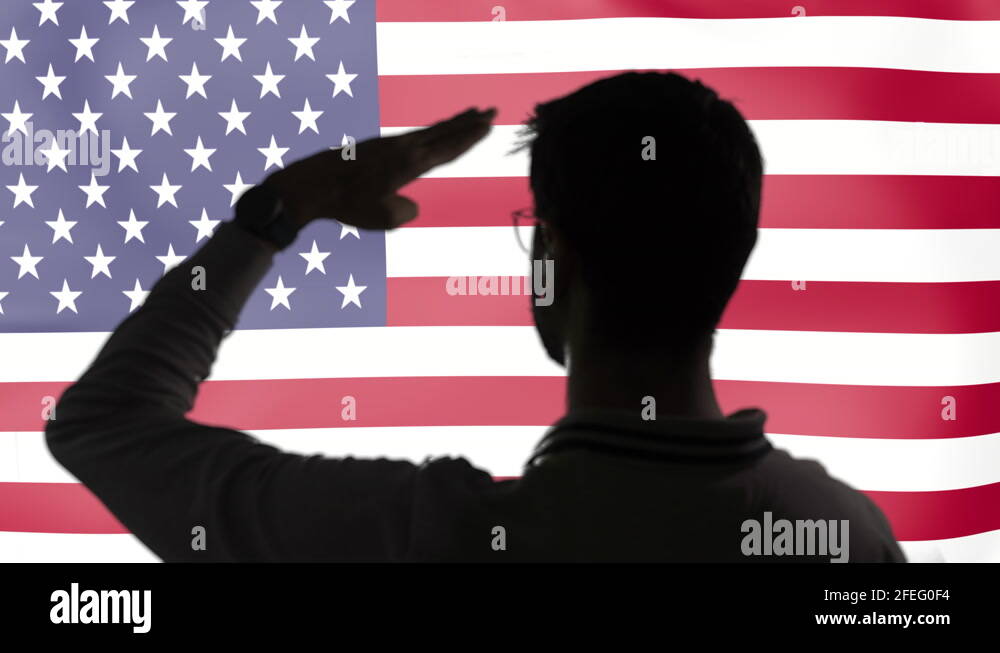Proud saluting male on american flag background Stock Video Footage - Alamy