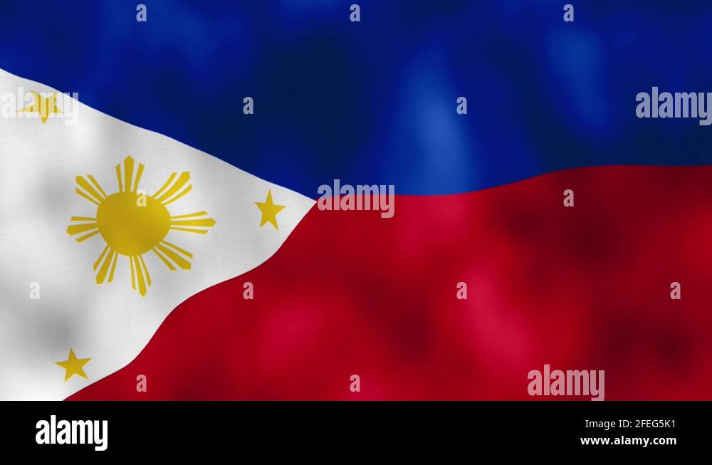 Close up animation of National flag of Philippines, waving in full ...