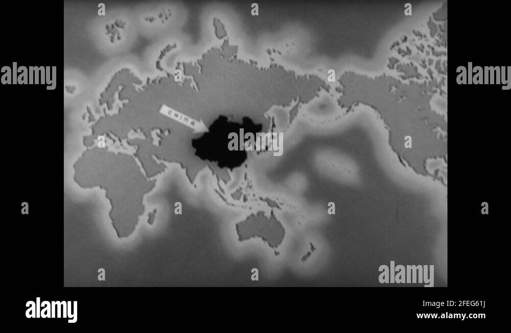 1940s: Map shows parts of Asia, Australia, and North America. Arrows ...