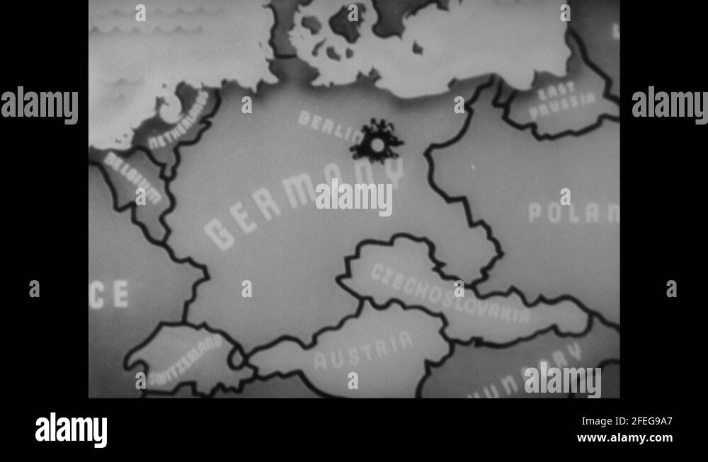 1940s: Map of Japan, black covers map. Map of Germany, black covers map ...