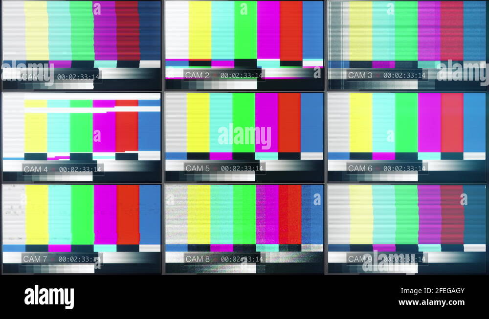 Multiscreen Monitors Display Bad Signal Color Bars Stock Video Footage ...