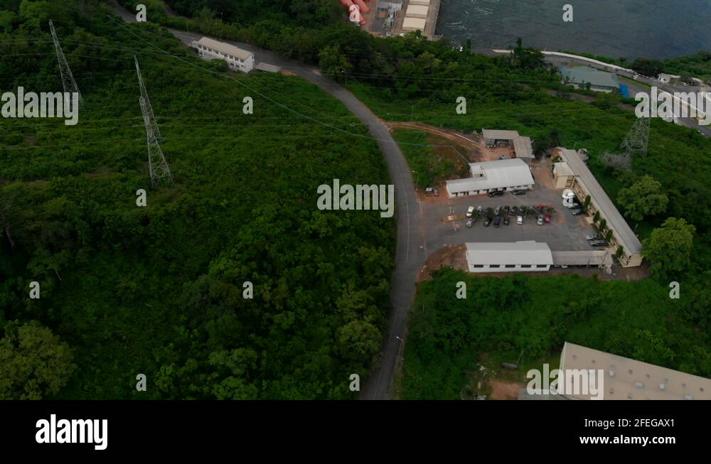 Aerial shot of the hydroelectric dam in Akosombo Ghana Stock Video ...