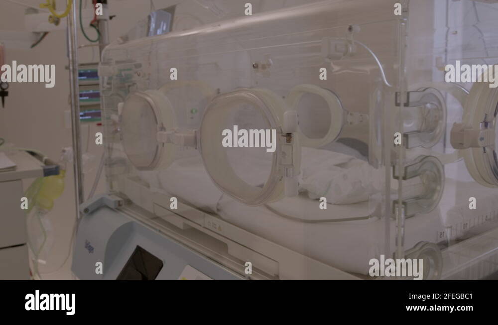 Hospital Baby Incubator Pan Left To Right Up Close Camera Stock Video ...
