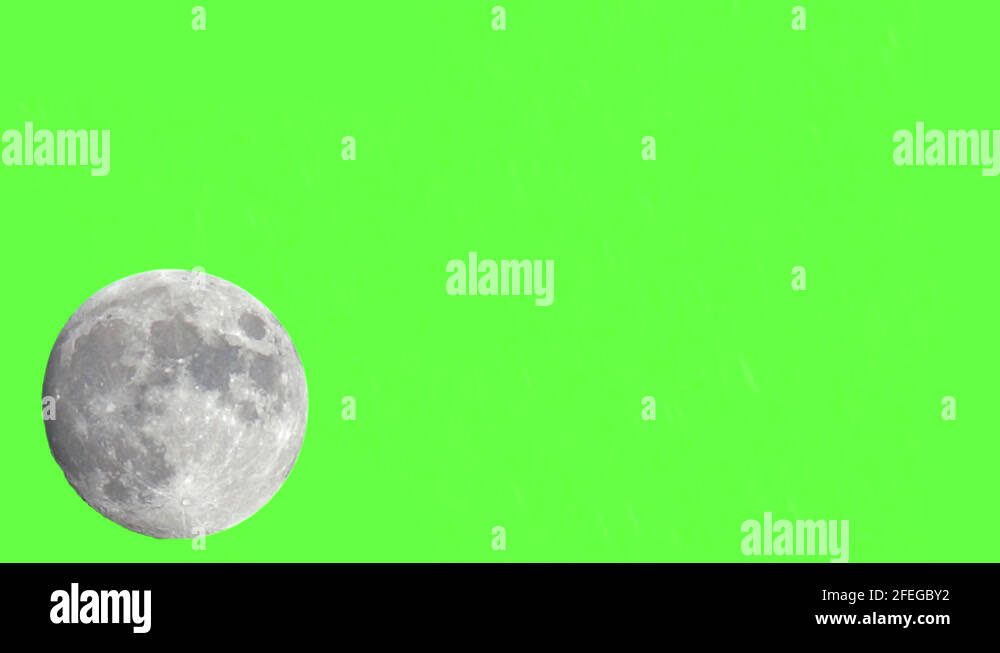 Full Moon With Crater And Surface Details On Green Screen Background ...