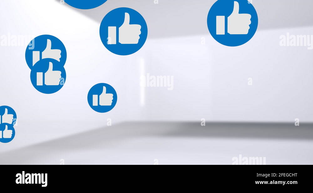 Multiple thumbs up like icons moving against white background Stock ...