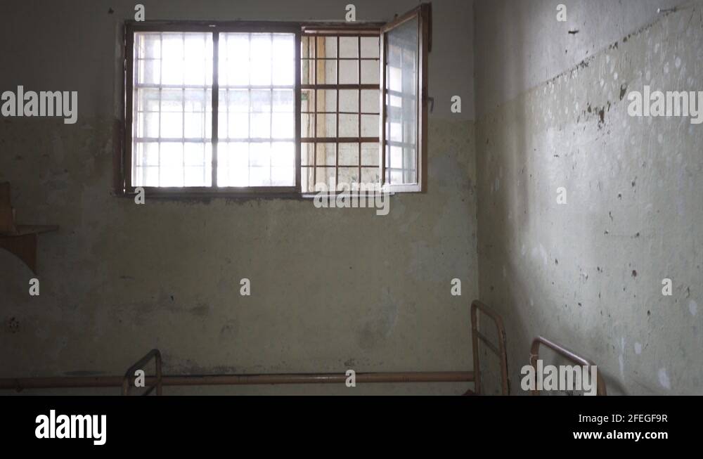 Empty Jail Cells. Prison Interior. Metal Door Protect Prisoner From ...