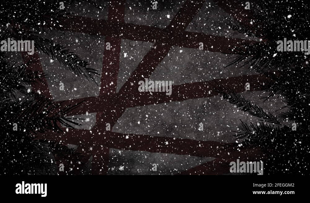 Snow falling against trees in night sky Stock Video Footage - Alamy