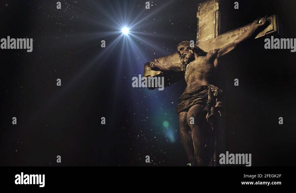 Jesus statue with spotlight background Stock Video Footage - Alamy