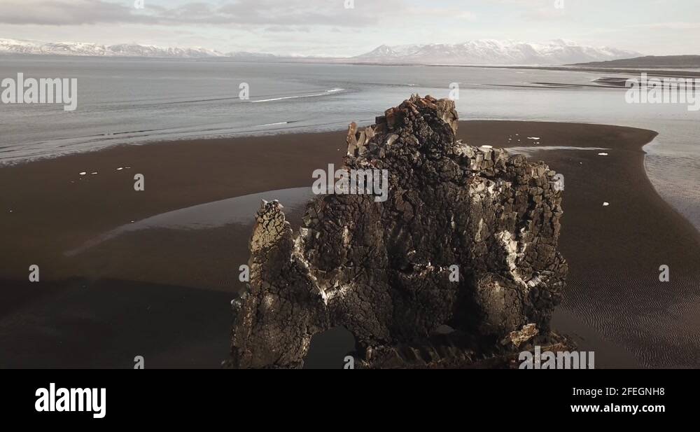 Hvitserkur is a famous Dinosaur like sea stack in North Iceland. In ...