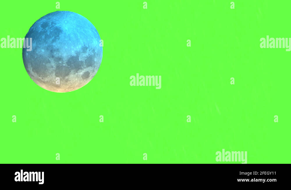 Colourful Full Moon Setting On A Green Screen Background, Animation ...