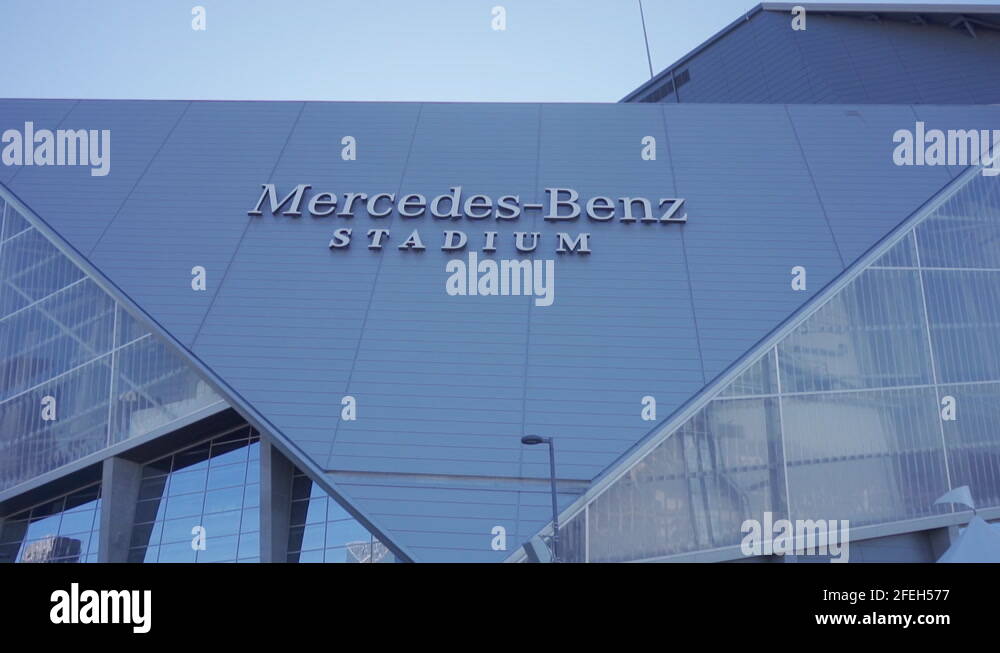 Main logo on the side of the Mercedes-Benz Stadium Stock Video Footage ...