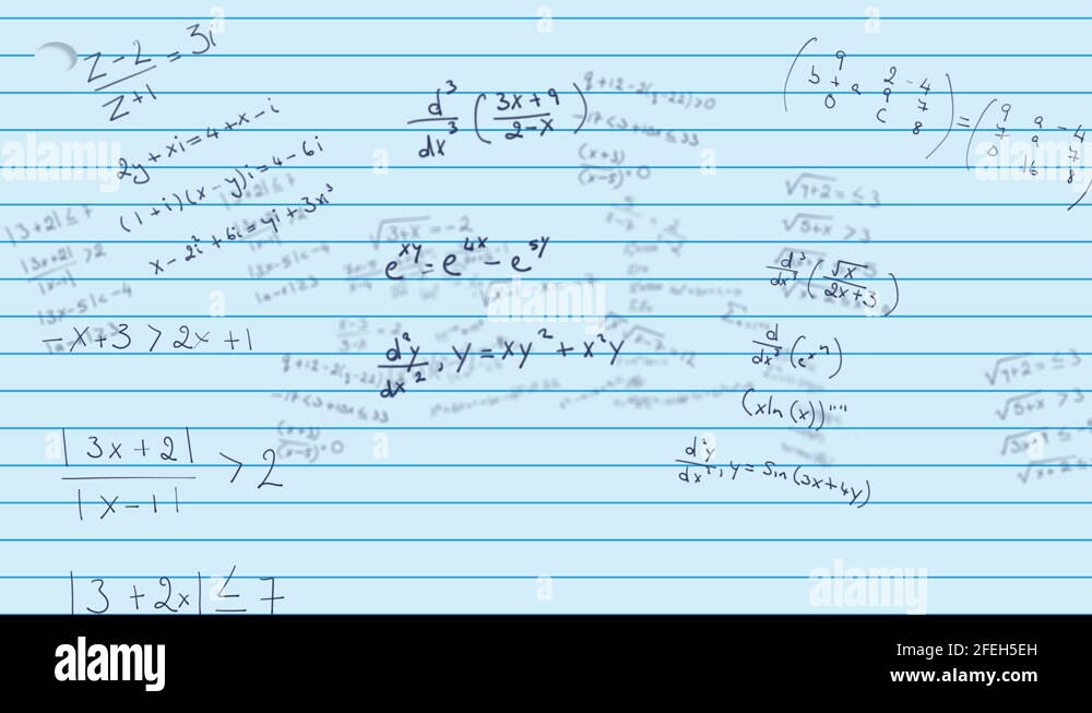 Mathematical equations floating against white lined paper Stock Video ...