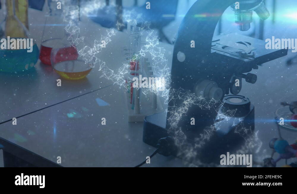 3D DNA structure spinning against empty laboratory Stock Video Footage ...