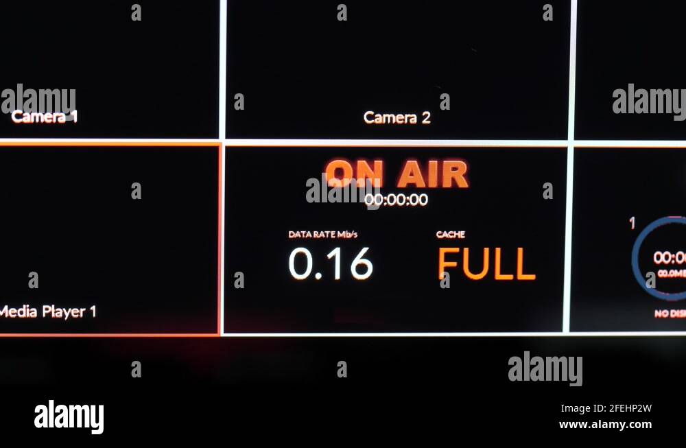 On air blinking with livestream multicam screen Stock Video Footage - Alamy