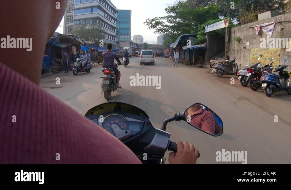 Mumbai India Kashmiri Mira road market scooty bike ride over the ...