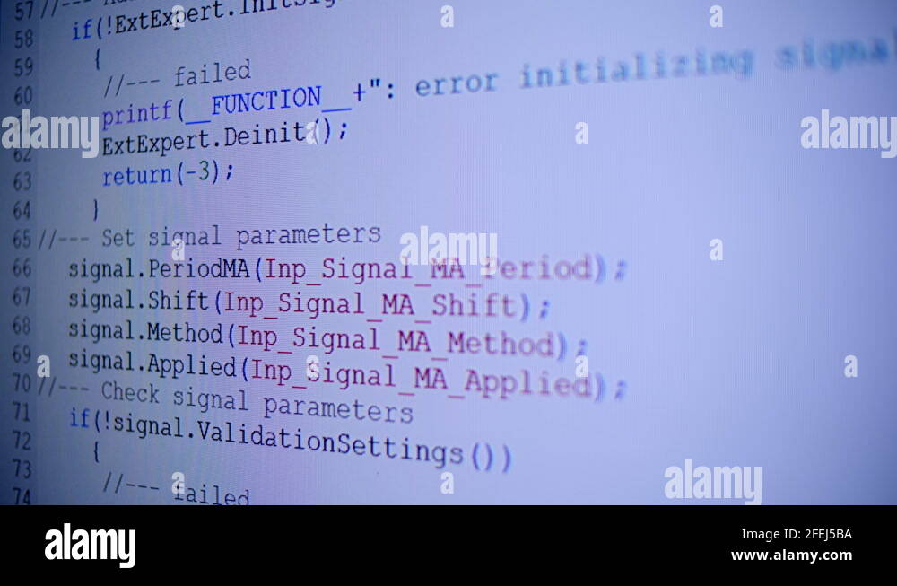 Lines of programmes code run across the white screen Stock Video ...