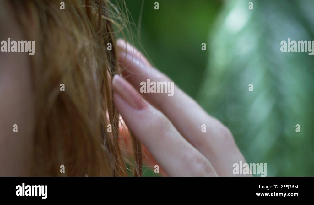 Female Beautiful Model Touching Her Wet Hair And Face Softly In Rainy Stock Video Footage Alamy