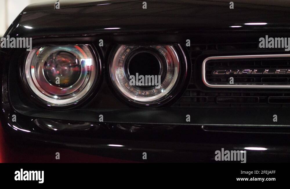 Black Dodge Challenger 3rd Generation of Sports Car, Frontal Letters ...