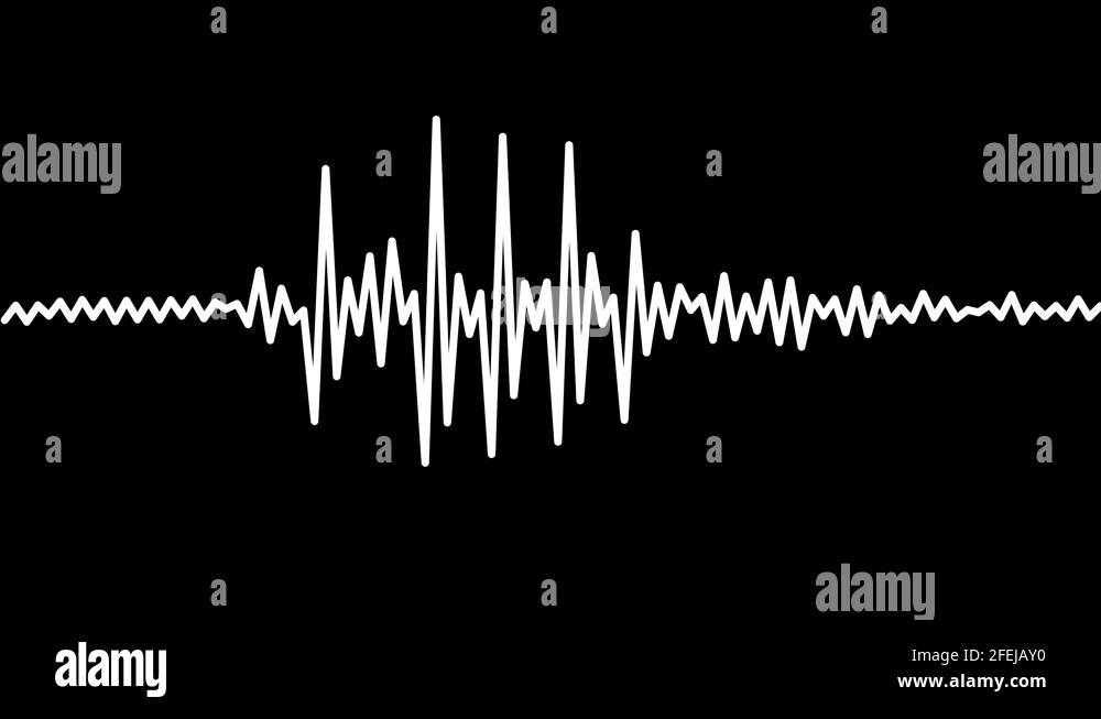 Animation of old retro analog white waveform on black background ...