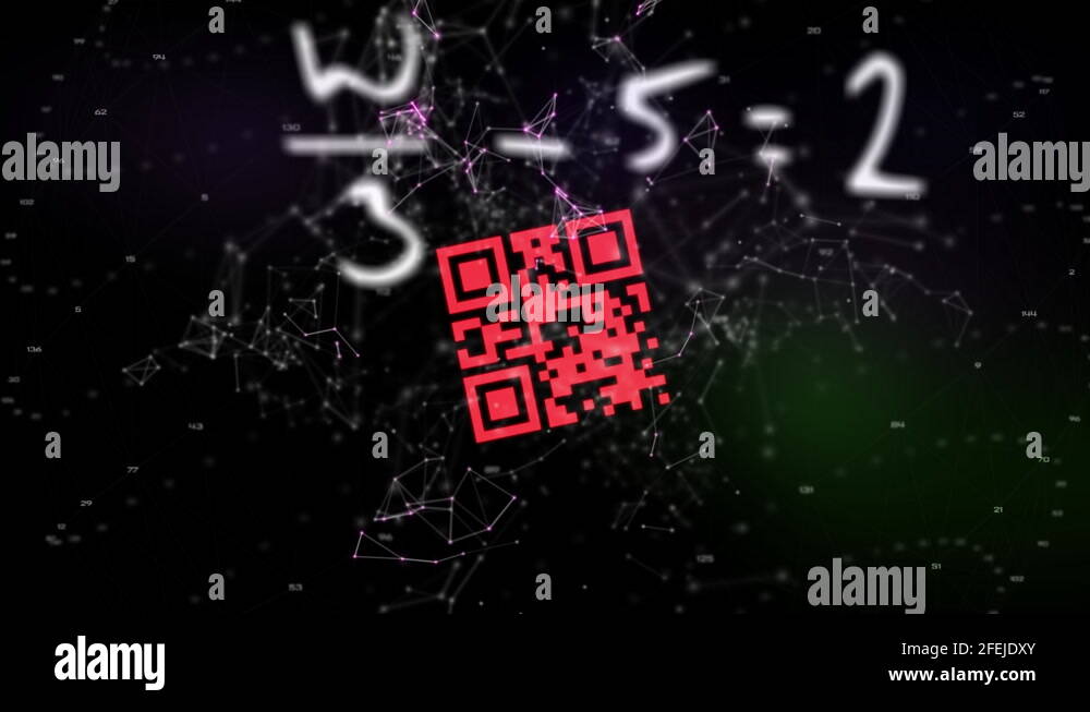 Animation of QR code with mathematical equation and shapes of ...