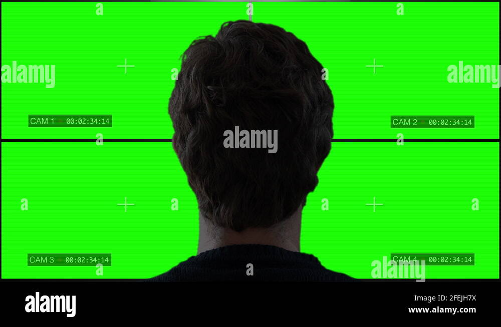 Watching Security Cameras, Split Screen Chroma Key Stock Video Footage ...