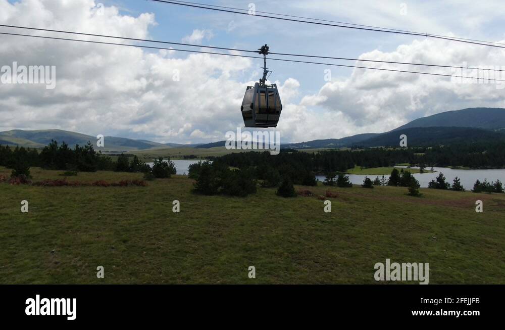 Zlatibor Gold Gondola Lift Cabin on Cables. Aerial View of Cablecar ...