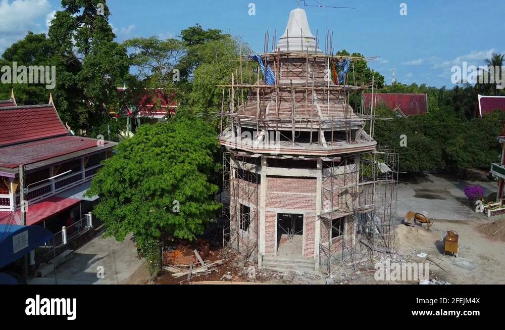 Rise up new stupa construction at SE Asian buddhist temple complex ...