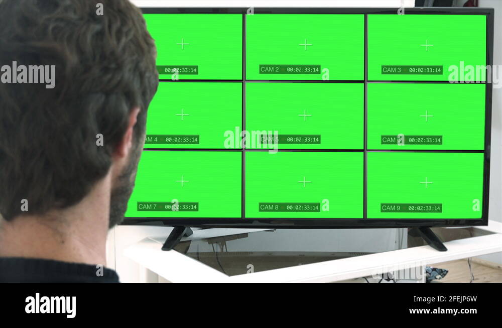 Watching CCTV Cameras Green Screen Split Screen Stock Video Footage - Alamy