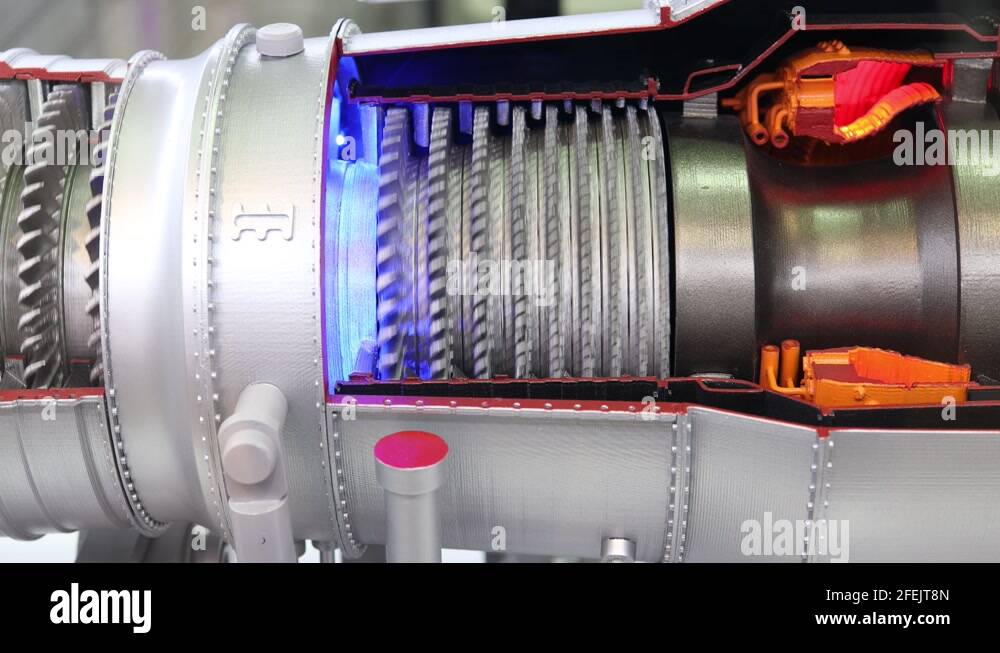 section model of a historic jet engine Stock Video Footage - Alamy