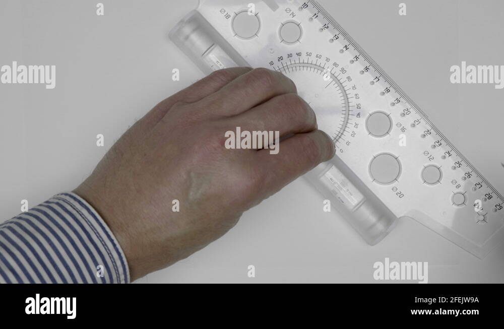 An architect easily draw parallel lines by a transparent roller ruler ...