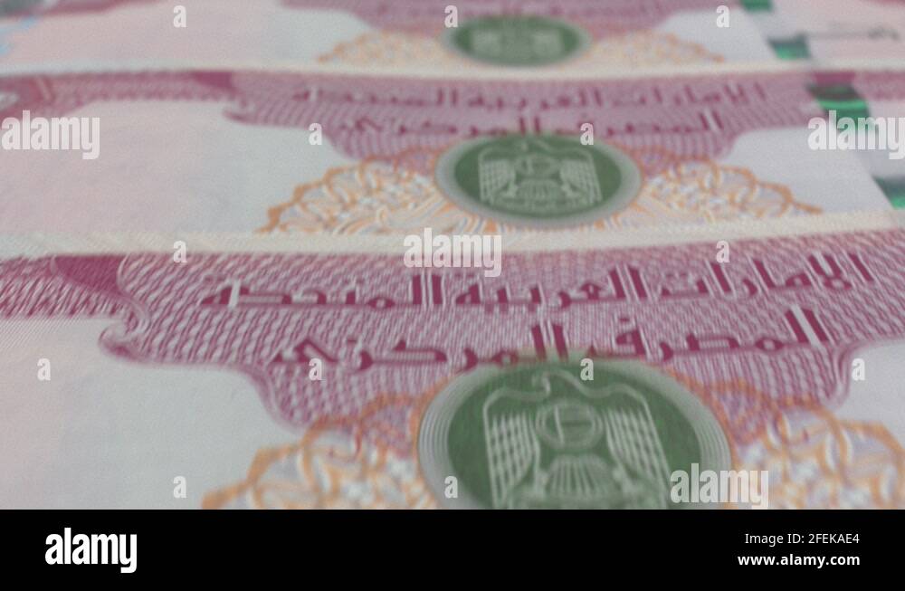 Macro Many Dirham Bills. Cash Money Banknotes. Zayed bin Sultan Al ...