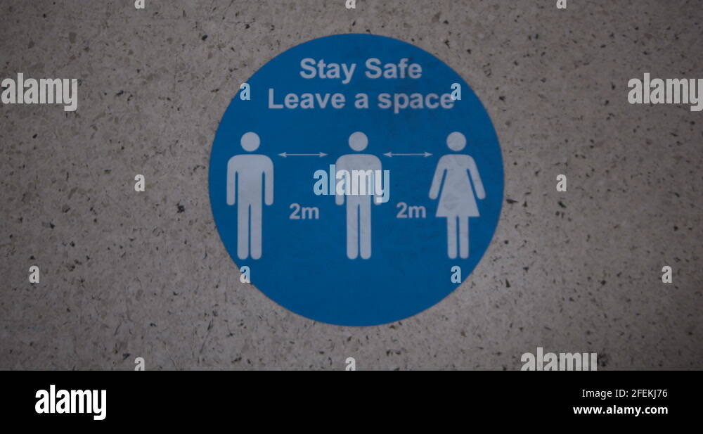Stay Safe Leave A Space 2 metre sign on England London Underground Tube ...