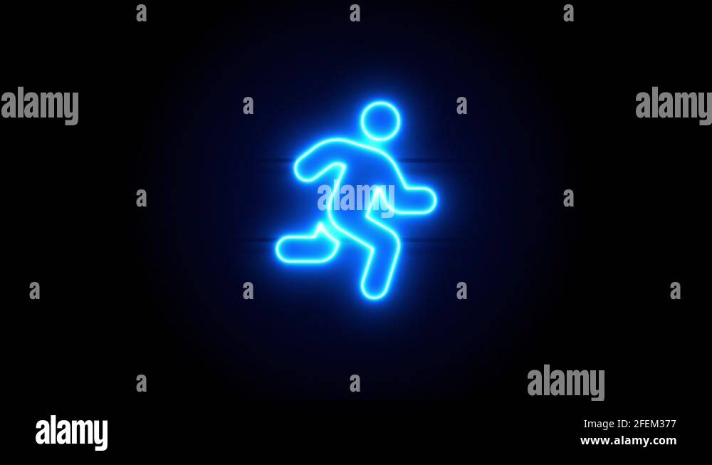Running neon sign appear in center and disappear after some time. Loop ...