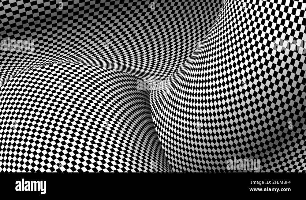 Hypnotic optical illusion black and white. Vortex checkerboard ...