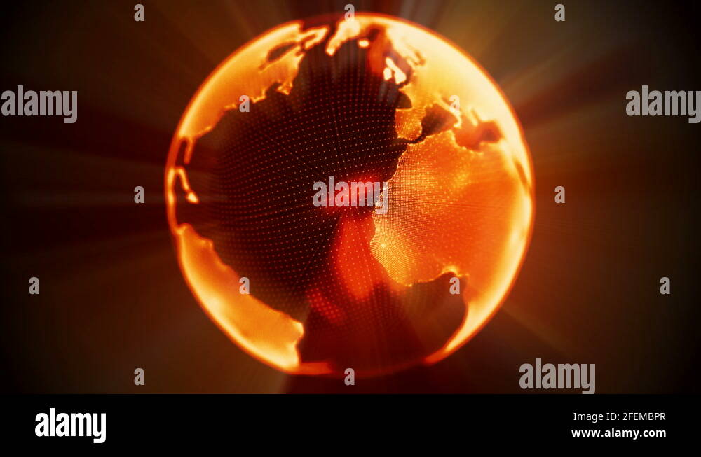 Sun space red abstract earth background with light rays. Product flare ...