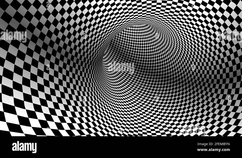 Hypnotic optical illusion black and white wormhole. Tunnel vortex ...