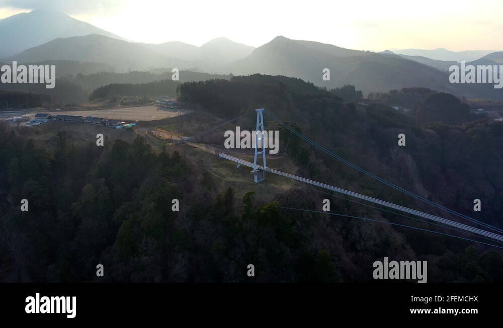 Japans longest suspension bridge at sunset Stock Videos & Footage - HD ...