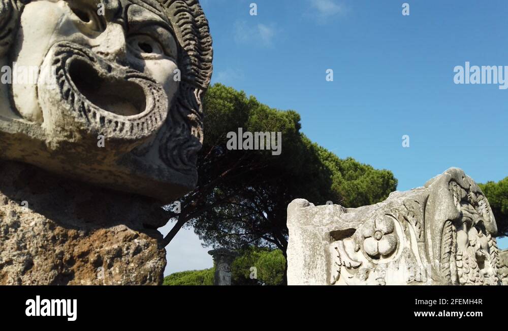 Theater masks from the decoration of the amphitheater in Ostia Antica ...