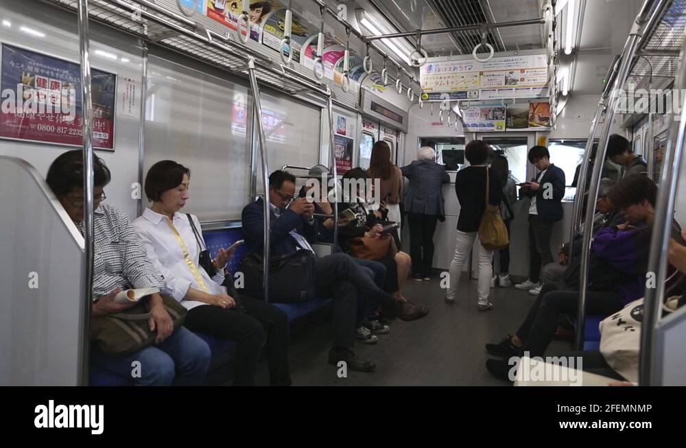Tokyo Metro. Full Underground Metro Train During Rush Hour In Tokyo ...