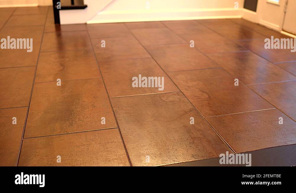 Big flooring tiles installed in beautiful home, tiles are made of ...