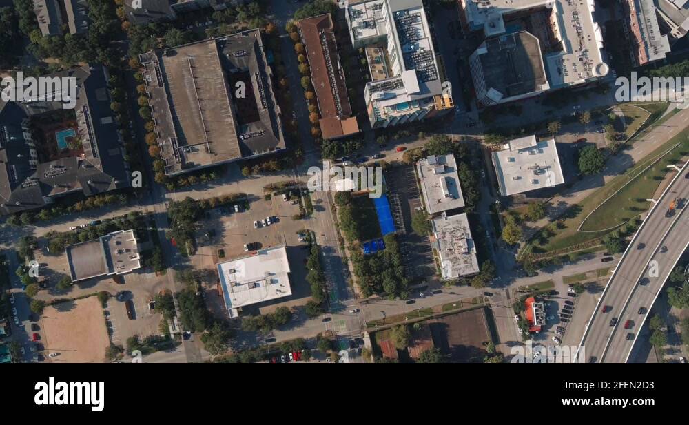 Birds eye view of downtown Houston area. This video was filmed in 4k ...