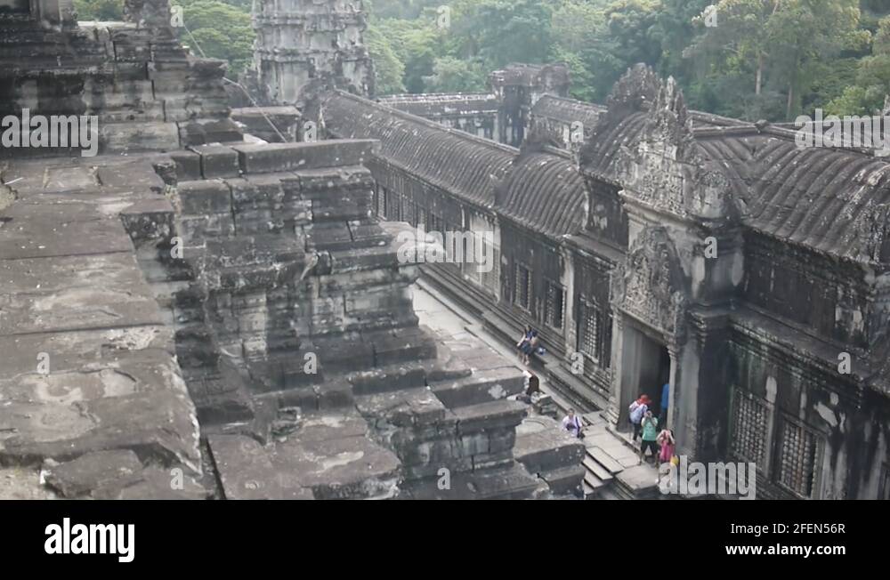 angkor wat tower upper gallery khmer architecture Stock Video Footage ...